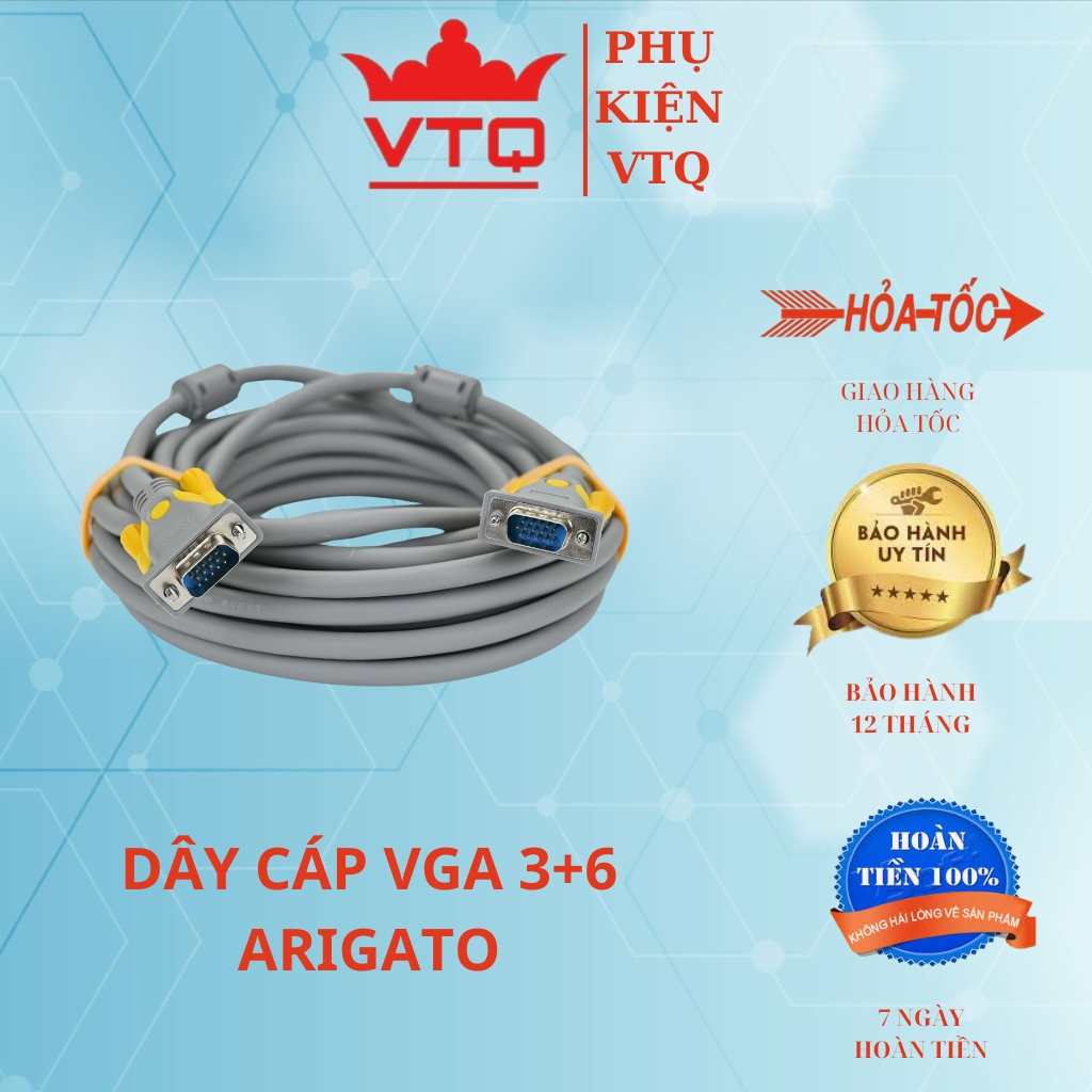 [Mã ELHACE giảm 4% đơn 300K] Dây tín hiệu VGA 1.5m-5m 3+6 xám ARIGATO chống nhiễu.hàng chất ...