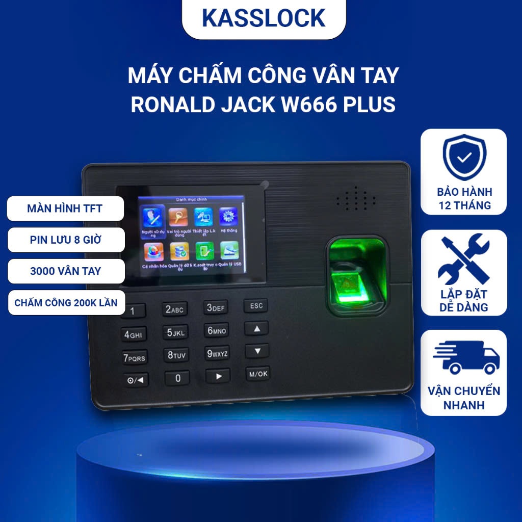 Máy chấm công vân tay Ronald jack w666 PLUS Dành cho mô hình quản lí văn phòng | Shopee Việt Nam
