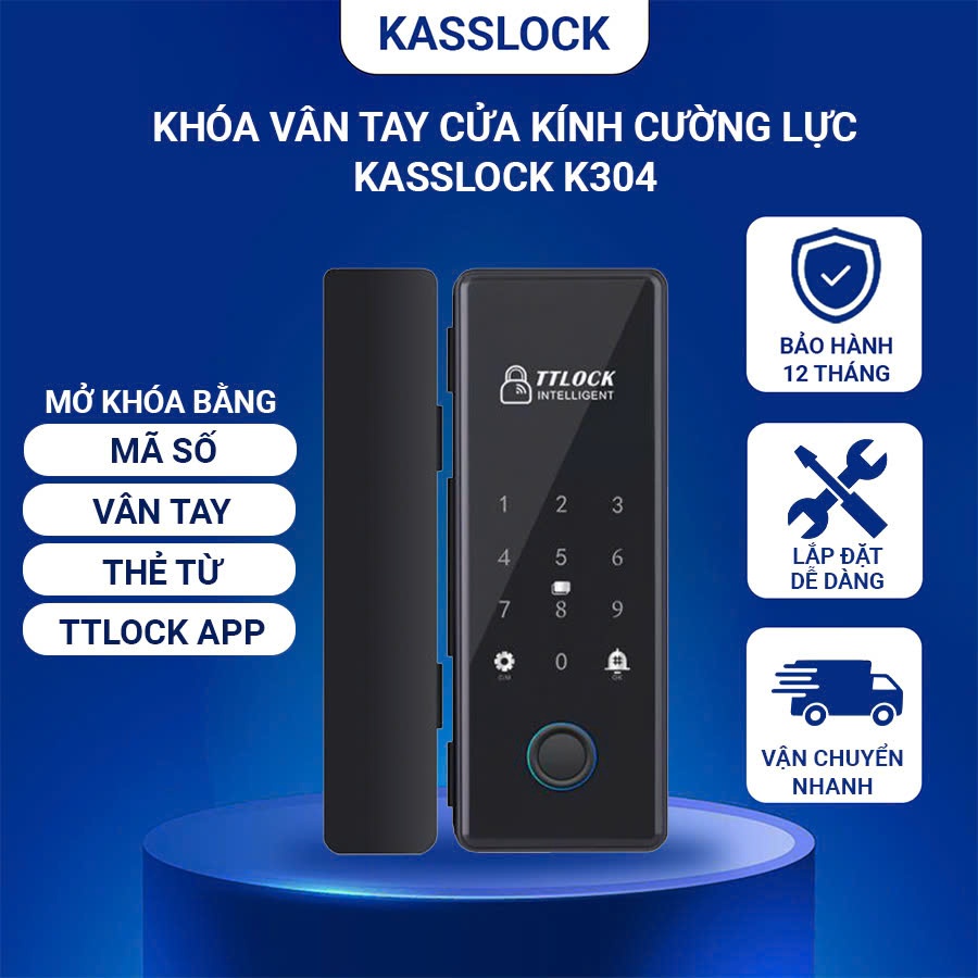 Khóa Vân Tay Cửa Kính Cường Lực KASSLOCK k304 giải pháp kiểm soát cửa ra vào thông minh và hiện ...