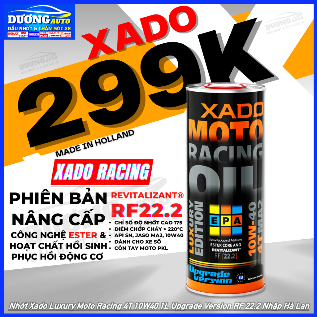 Nhớt Xado Racing 10W40 Upgrade Version RF22.2 API SN JASO MA2, Siêu ...