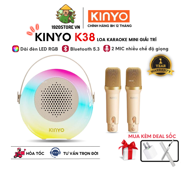 Loa Karaoke Mini KINYO K38 Kèm 2 Mic Nhỏ Gọn, Công Suất 5W, Bluetooth 5.3 - Chính Hãng BH 12 ...