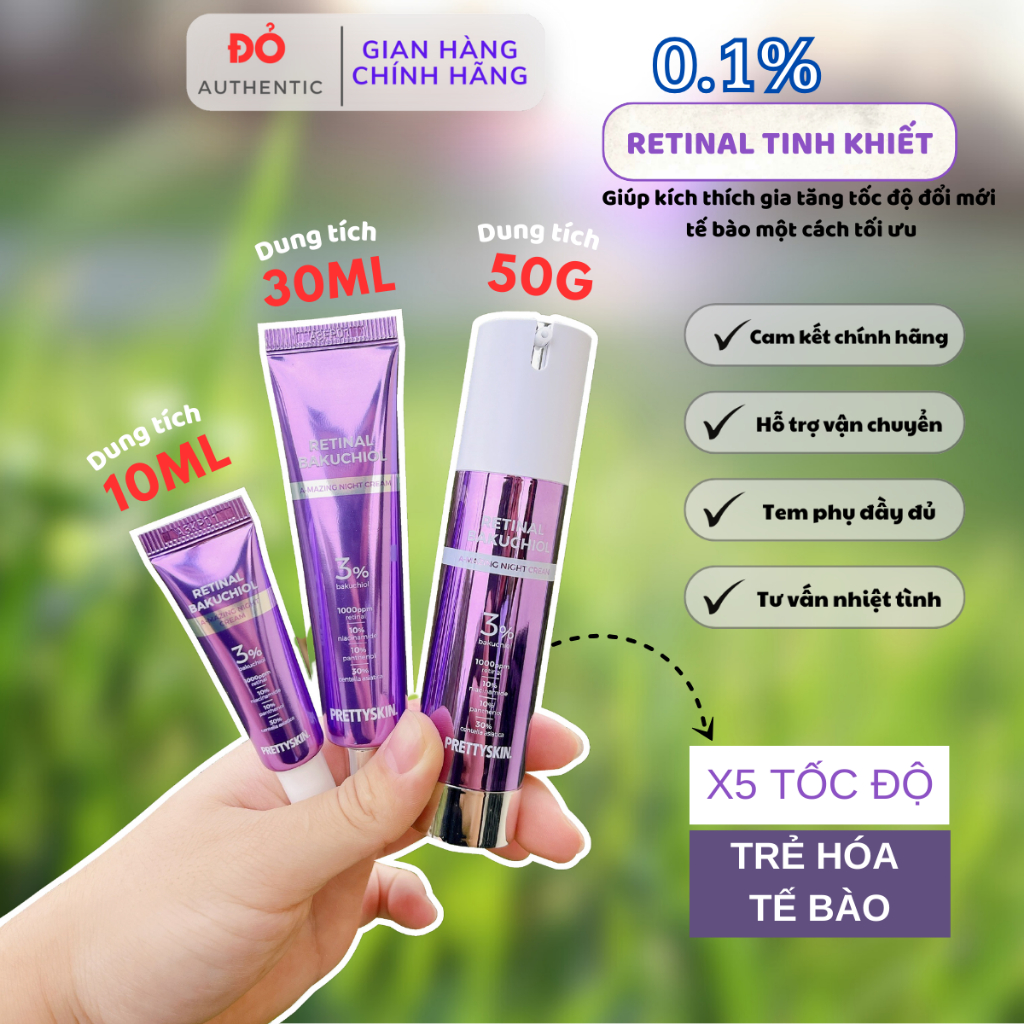 Retinol Pretty:Skin, Kem dưỡng ban đêm Retinal Bakuchiol A-Mazing phục ...