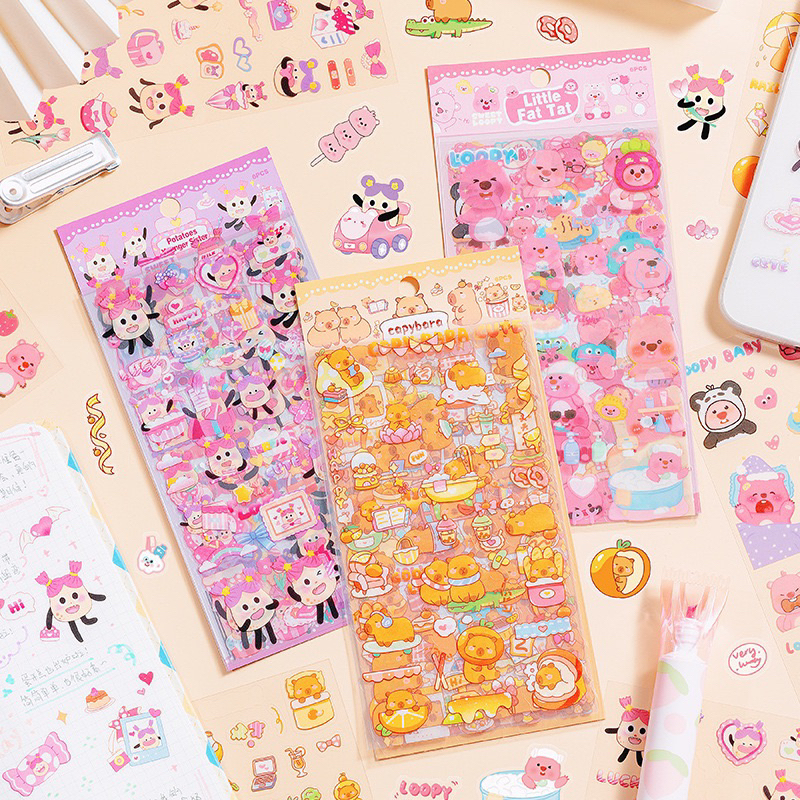 Set 6 tấm sticker bóng kính hình heo Loopy | Shopee Việt Nam