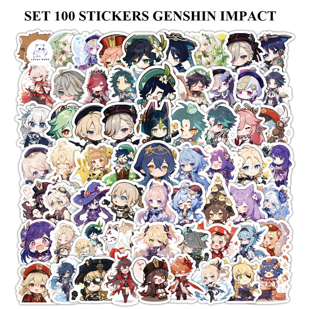 sẵn-3 mẫu Set 100 stickers Genshin Impact hình dán DIY không trùng ...
