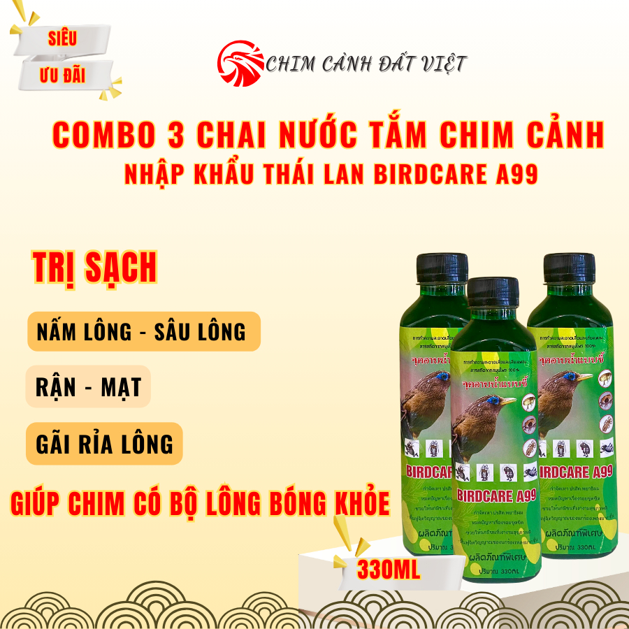 COMBO 3 CHAI Nước Tắm Chim Cảnh BirdCardA99 - Tắm mát giúp lông chim ...