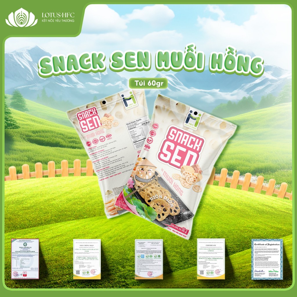 Túi 60g Snack Củ Sen Nấm Đông Cô Sấy Giòn Muối Hồng Himalaya ️FREESHIP ...