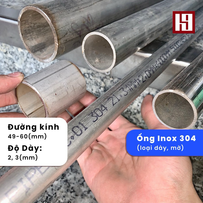 (Cắt lẻ nhiều size) Ống Inox 304 dày 2, 3, 4mm, Phi 49, 60mm; Ống Inox ...