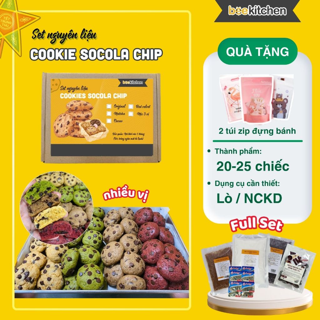 Set Làm Bánh Cookie Socola Chip 4 vị đơn giản, ít ngọt Nhà Bee - Thành ...