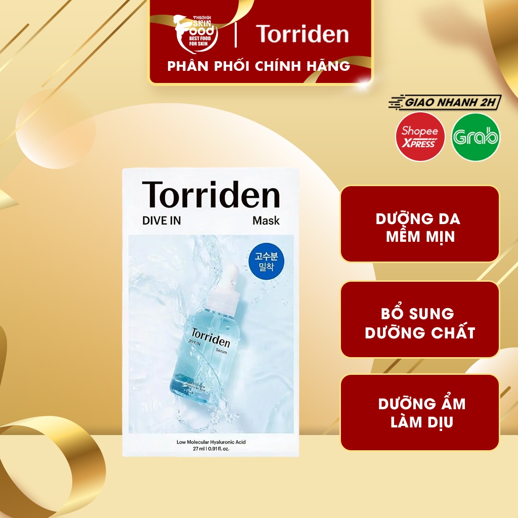Mặt Nạ Dưỡng Ẩm, Làm Dịu Da Torriden Dive-In Low Molecular Hyaluronic Acid Mask Pack 27ml ...