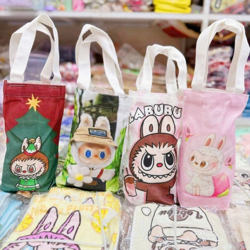 Túi vải bố canvas labubu luxubu đựng ly giữ nhiệt - cao 24cm x ngang ...