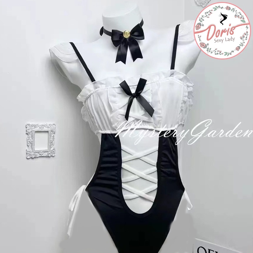 [Che tên] Đồ ngủ nữ cosplay hầu gái liền thân đan dây quyến rũ Doris Shop CP060 | Shopee Việt Nam