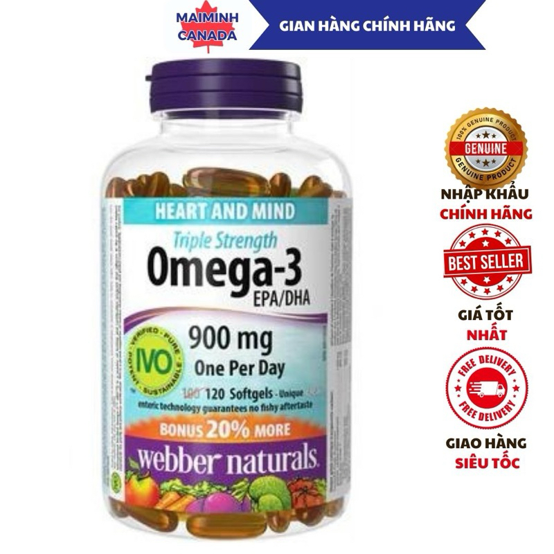 HÀNG NHẬP KHẨU - Dầu cá Triple strength Omega-3 EPA/DHA 900mg Webber ...