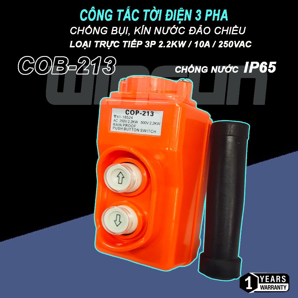 Công tắc máy tời điện COB-213 chống bụi, kín nước đảo chiều trực tiếp điều khiển động cơ điện ...