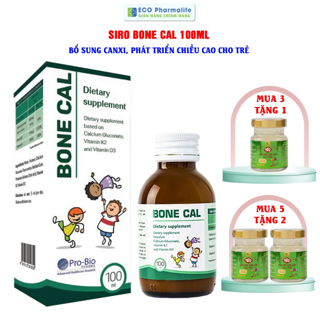 Siro BONE CAL Italia (Chai 100ml) - Bổ Sung Canxi Hữu Cơ, Vitamin D3 Vitamin K2 Hỗ Trợ Phát ...