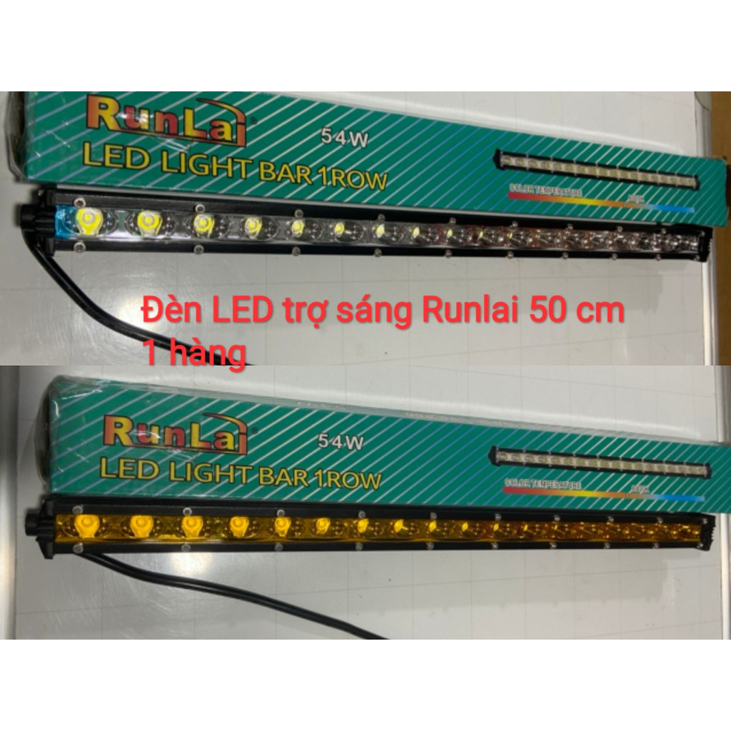 Đèn led trợ sáng Runlai 50 cm 1 hàng công suất 54w, hai màu trắng, vàng ...