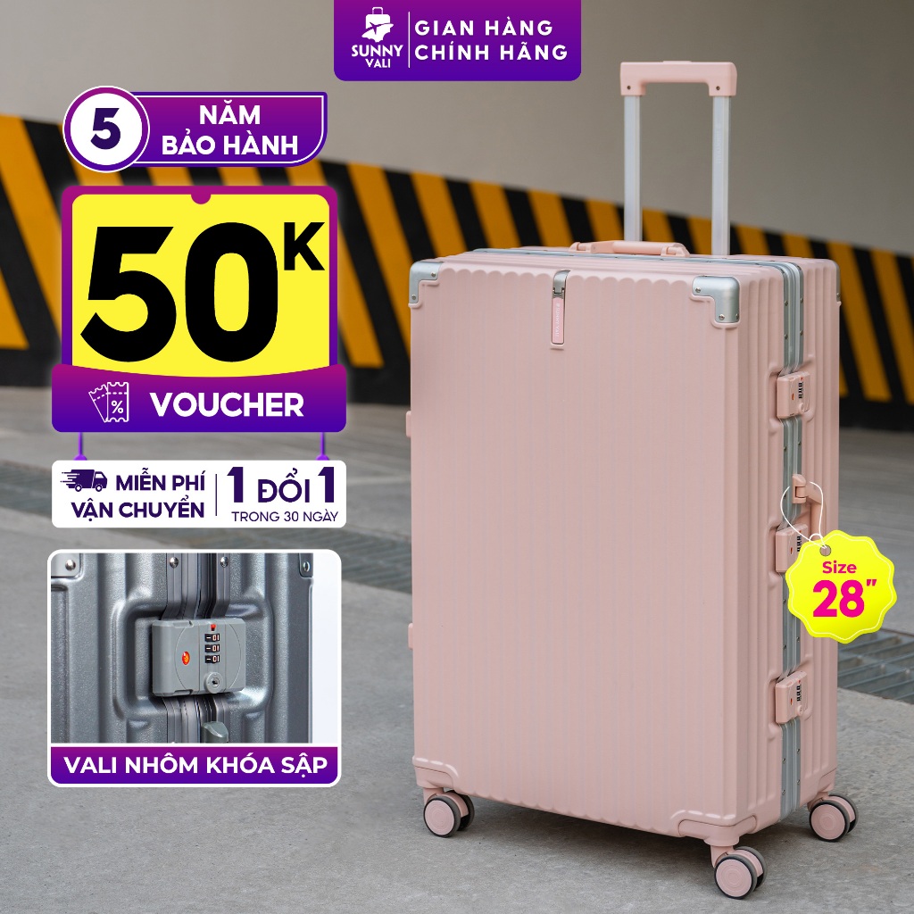 Vali SIZE 28 inch - SUNNY LUMI LM01 nhựa PC, bo góc khung nhôm - khóa ...