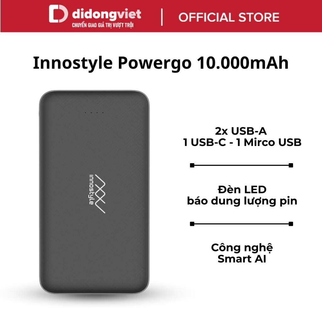 Pin sạc dự phòng Innostyle Powergo 10.000mAh | Shopee Việt Nam