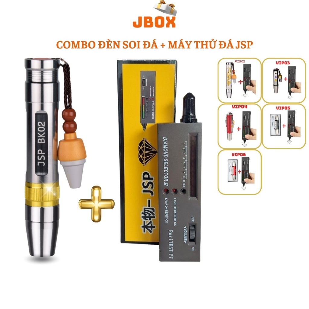 Combo bút thử đá quy và đèn soi đá quy JBOX ánh sáng mạnh dụng cụ thử kim cương đèn pin soi cua ...