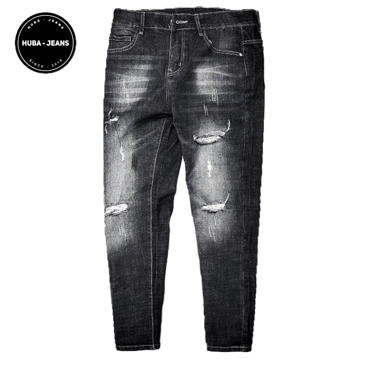 Quần jeans nam HUBA-JEANS wash XÁM rách Chất liệu vải jean dày dặn cao ...
