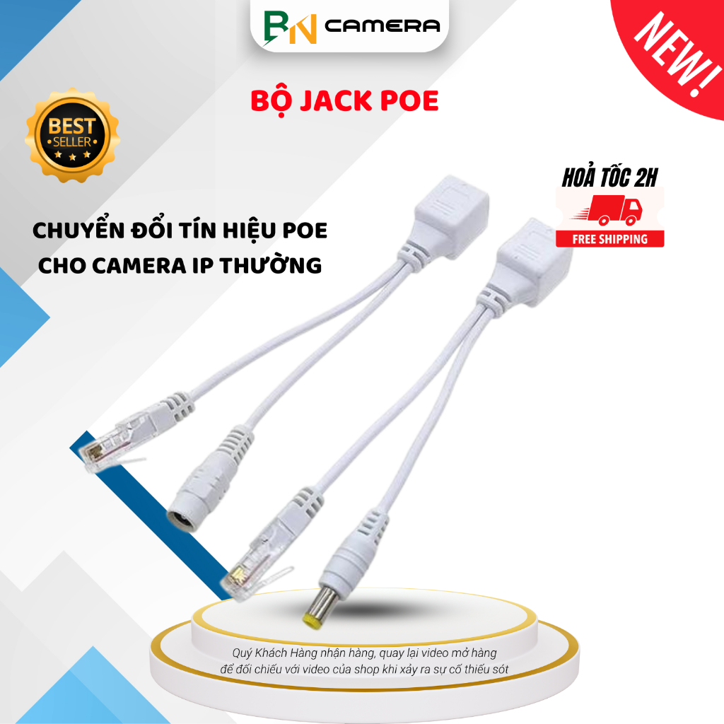 Bộ truyền tín hiệu Jack Poe - cho camera IP thông thường, cặp màu trắng ...