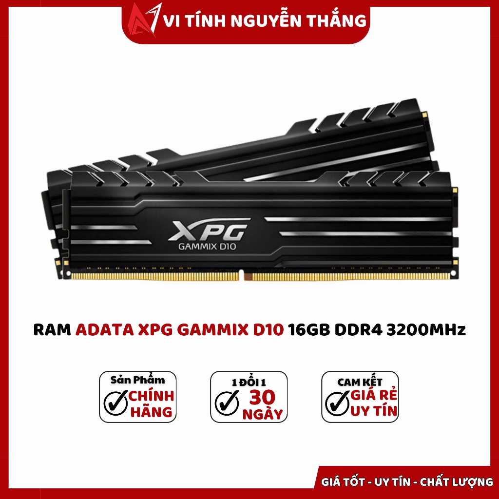 RAM ADATA XPG GAMMIX D10 16GB 3200MHz DDR4 (BLACK) | Shopee Việt Nam