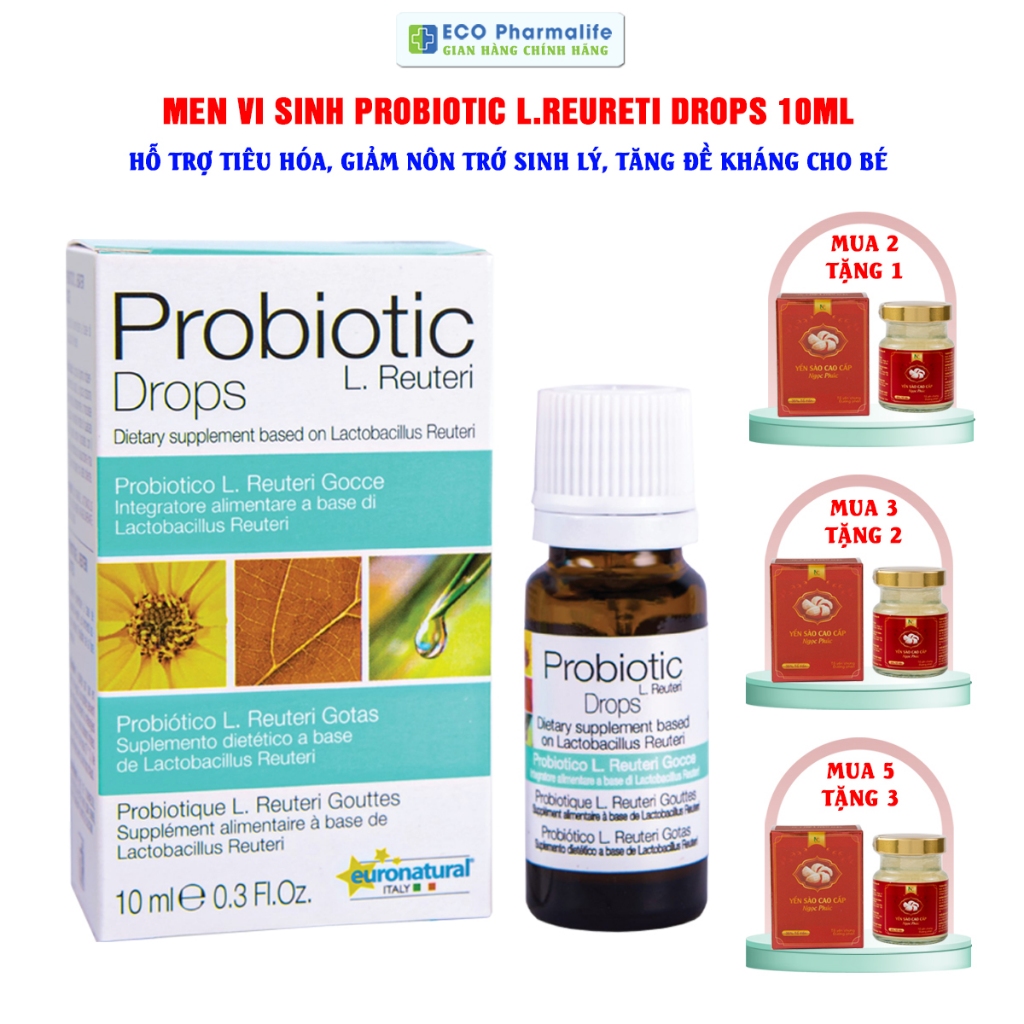 Men vi sinh Probiotic L.Reureti Drops (10ml) hỗ trợ bổ sung lợi khuẩn, cải thiện hệ vi sinh ...