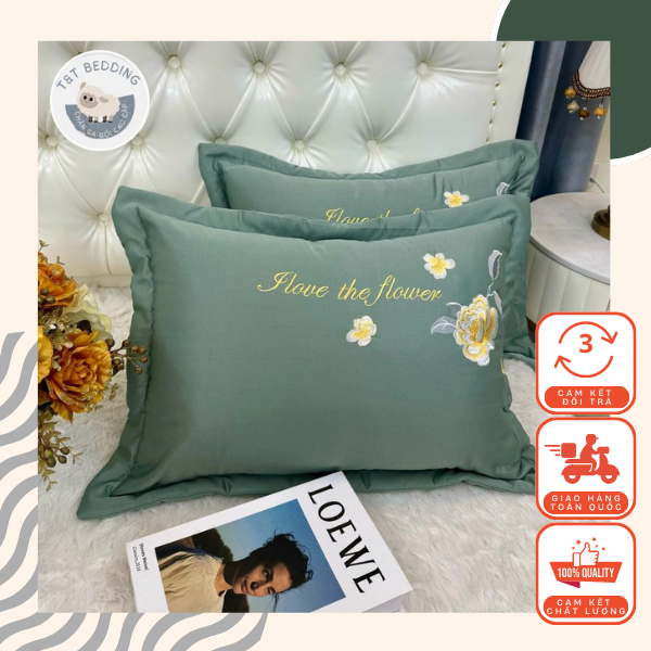 Bộ 2 Vỏ Gối Phi Lụa Thêu Hoa 50x70 (Lồng Ruột 45x65) | Shopee Việt Nam