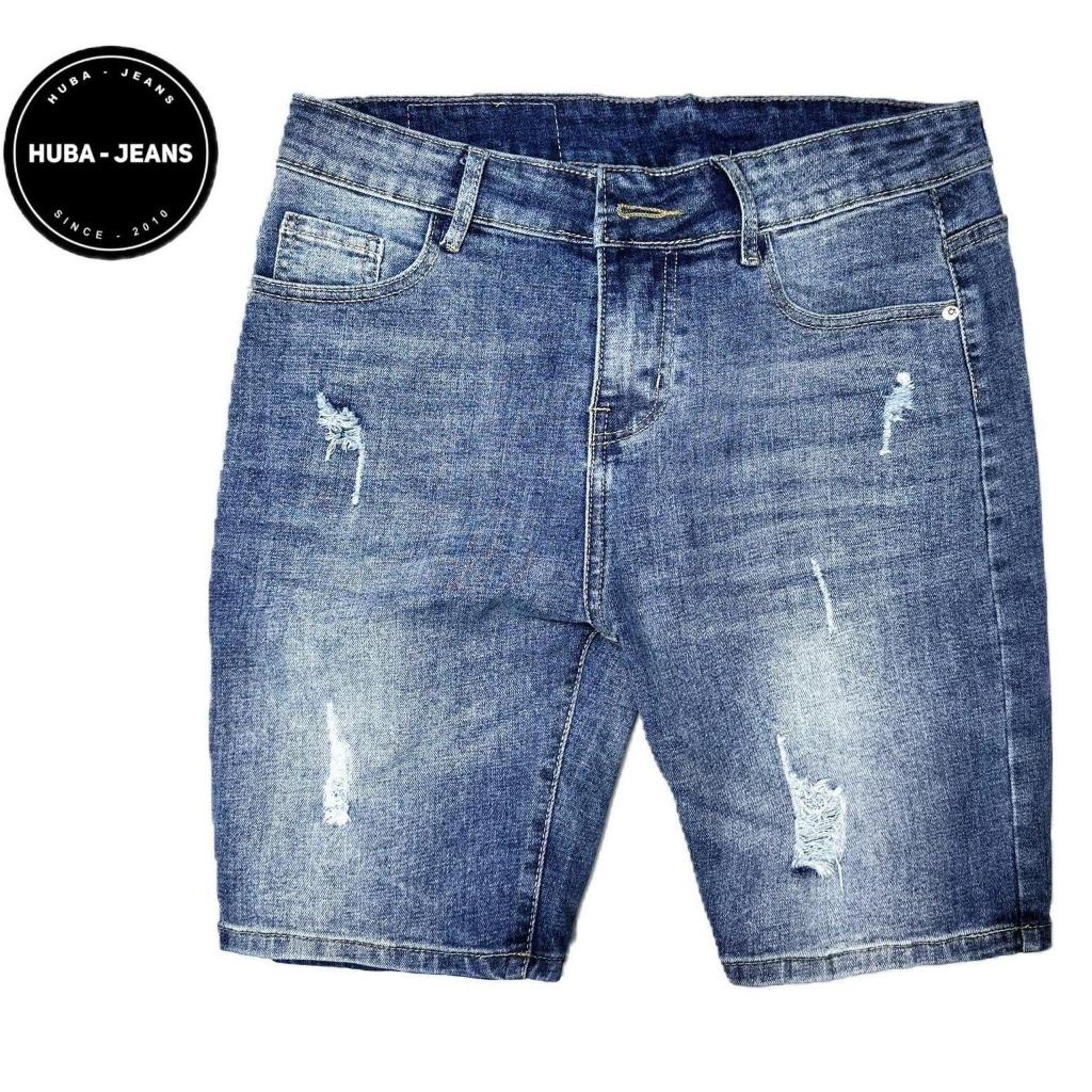 Quần SHORT jean nam HUBA-JEANS PHOM ÔM ỐNG CÔN wash xanh wash bạc sáng ...