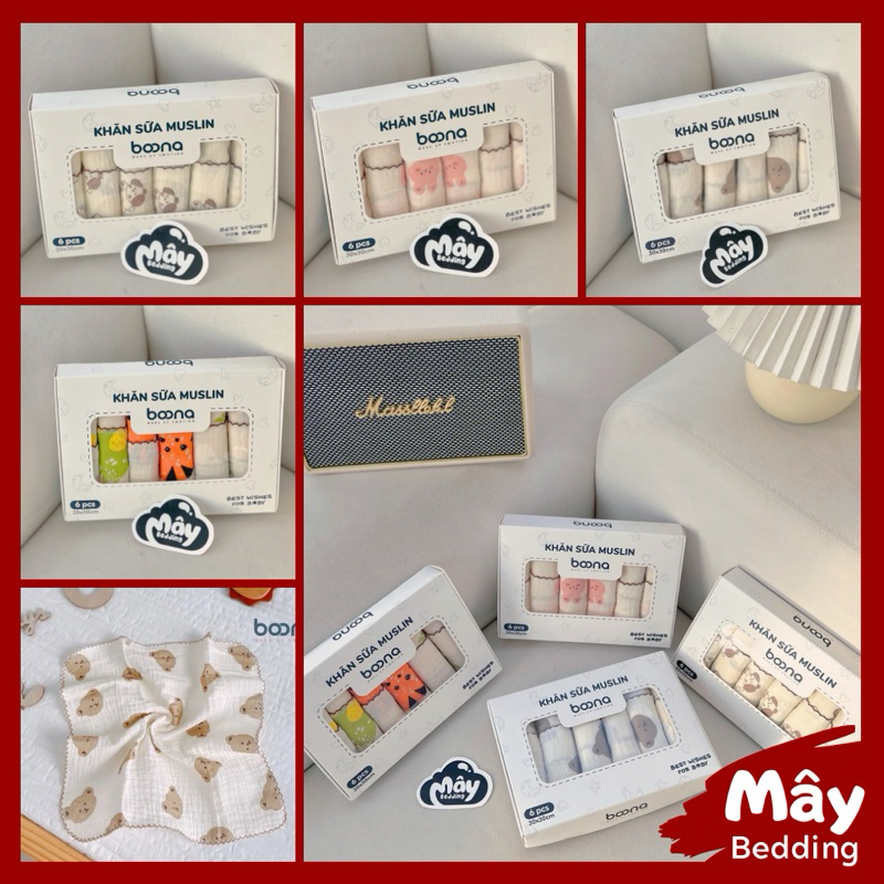 Hộp 6 khăn sữa Muslin Boona | Shopee Việt Nam