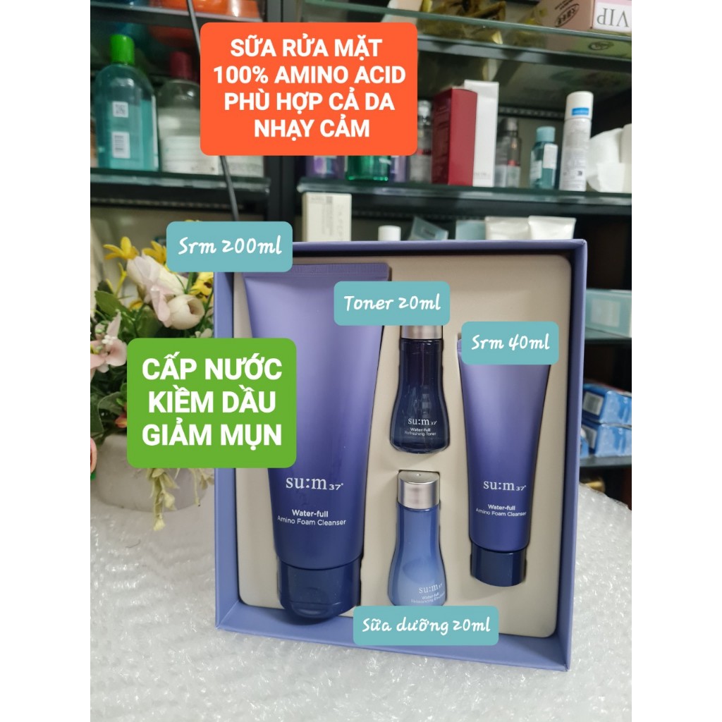 Sữa rửa mặt sum xanh cấp nước cho da dầu mụn Sum water full set khuyến ...