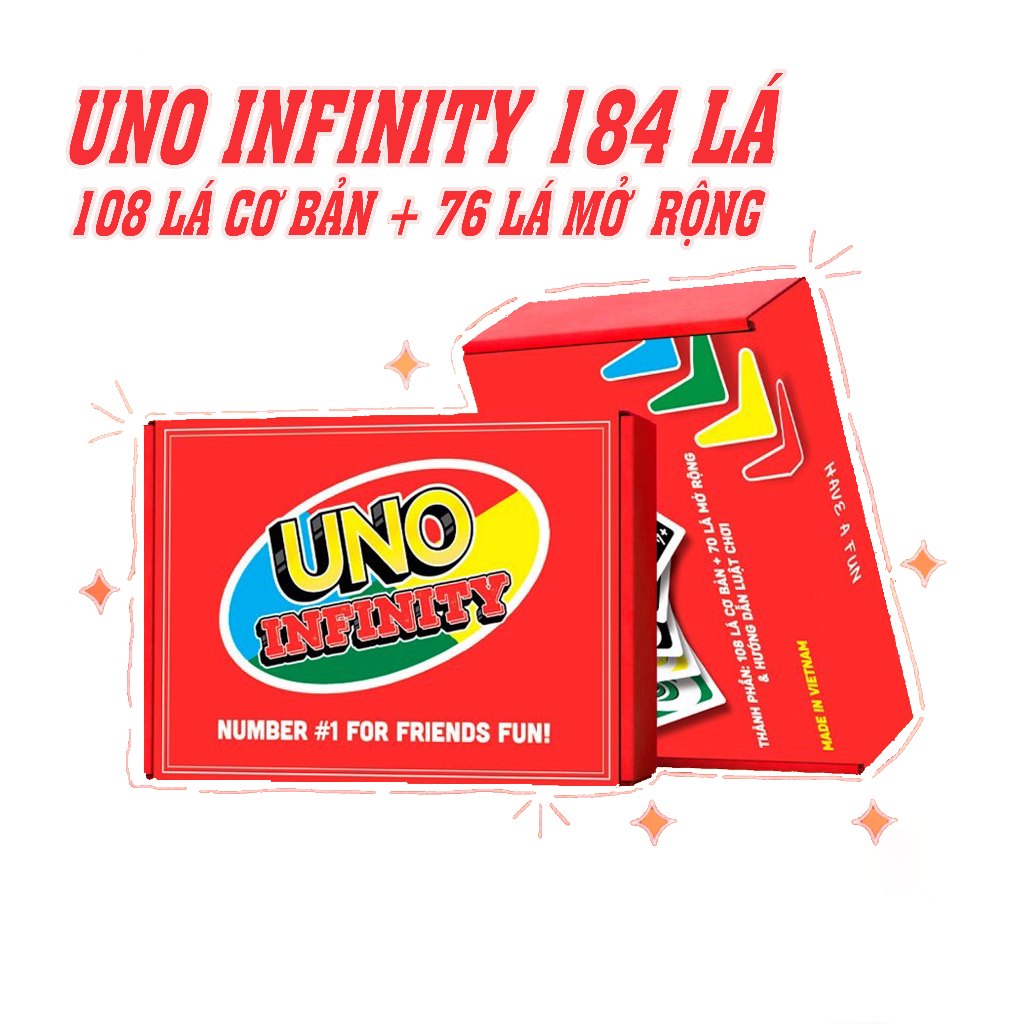 Uno Infinity 184 lá cơ bản + mở rộng đầy đủ nhất - hộp đỏ | Shopee Việt Nam