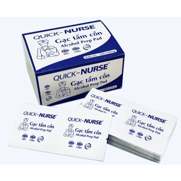 Gạc tẩm cồn khô Quick nurse, Gạc sát trùng. Hộp 100 miếng | Shopee Việt Nam