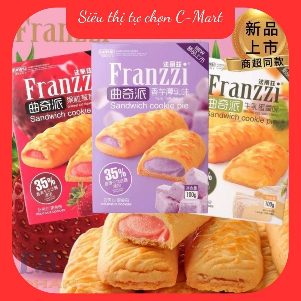 [C-MART] Bánh quy Franzzi sanwich 3 vị, lớp ngoài mềm ẩm bên trong nhân ...