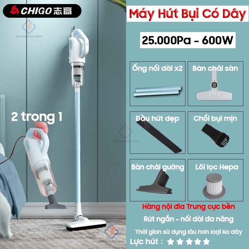 [CÓ DÂY] Máy hút bụi cầm tay có dây CÔNG SUẤT LỚN 25000Pa, máy hút bụi gia đình Chigo nội địa ...