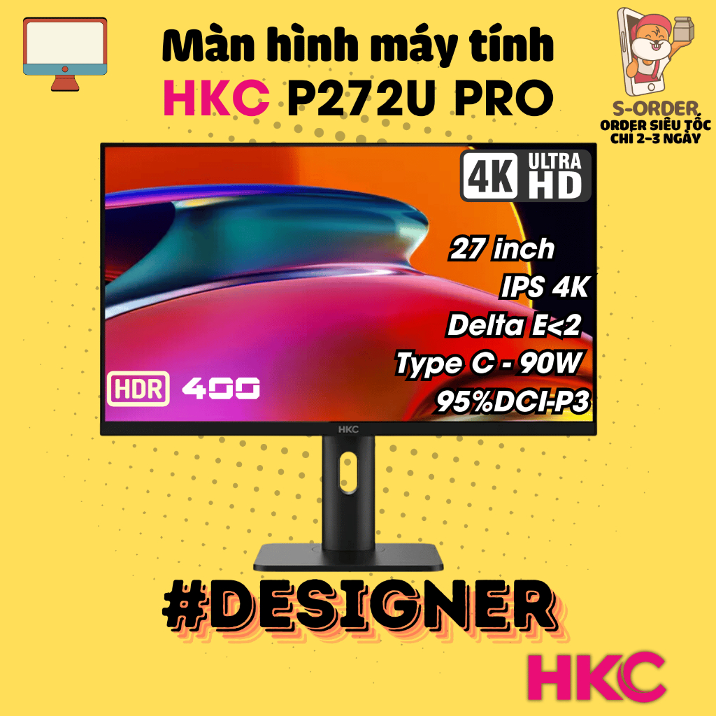 Màn Hình HKC P272U PRO 27 inch 4K - IPS, HDR400, 95% DCI-P3, USB-C 90W Mới 100% | Shopee Việt Nam