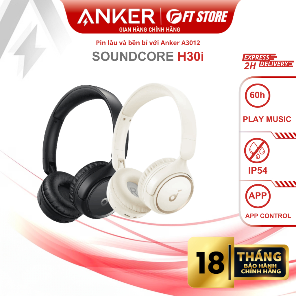 Tai nghe không dây chụp tai ANKER A3012 soundcore H30i Hỗ trợ app Pin khủng Bluetooth 5.3 ...