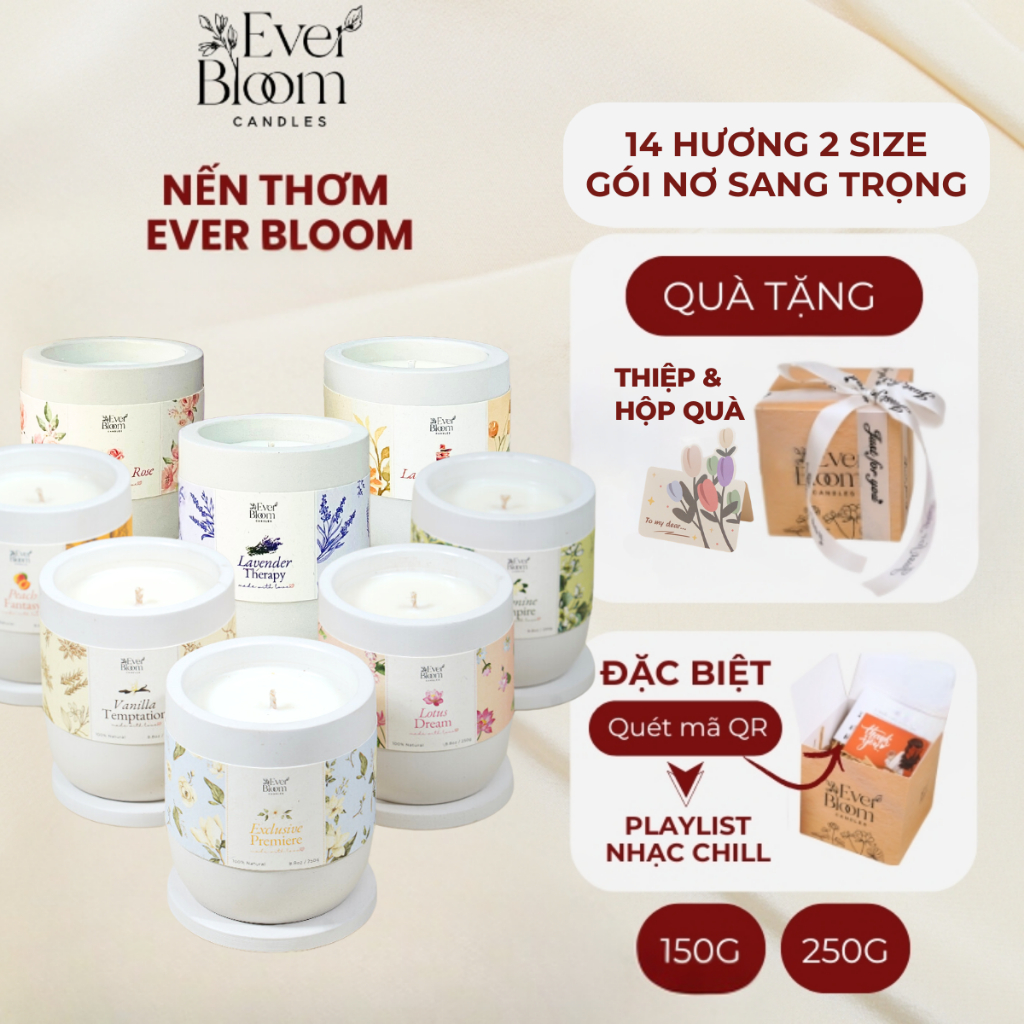 [FREESHIP] Nến Thơm Cao Cấp Ever Bloom 14 Hương 2 Size Gói Nơ Quà Tặng, Thơm Phòng, Trang Trí ...