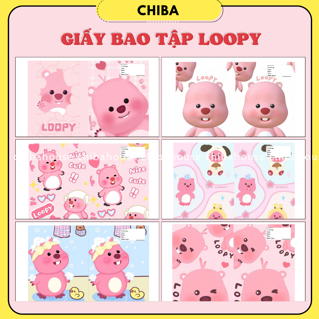Giấy Bọc Vở Loopy Bọc Vừa Vở A5/B5 Giấy Thường - In Nhãn Sẵn - Chị Ba ...