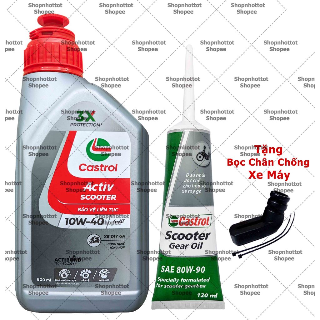 Combo Dầu nhớt tay ga Castrol Activ 10W40 800ml (0.8 L) + Nhớt Lap ...