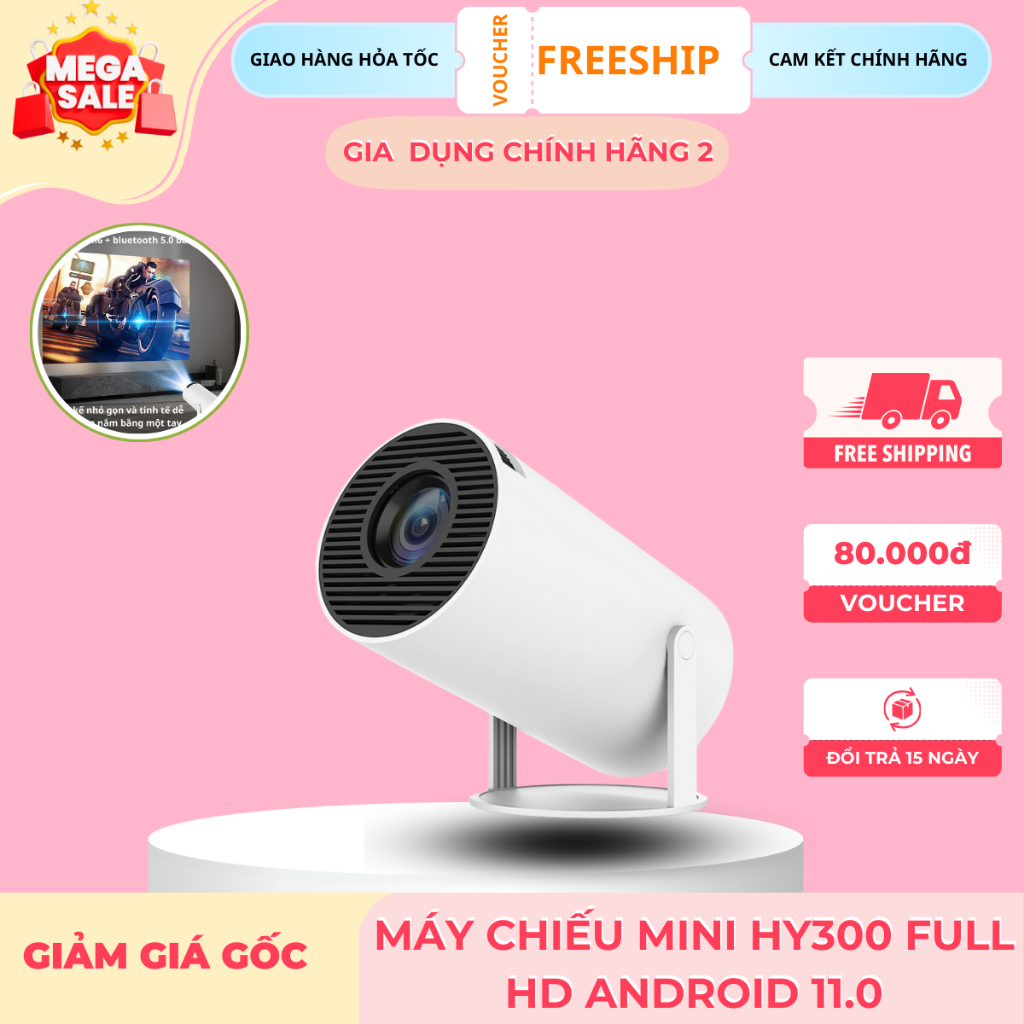 Máy Chiếu Mini HY300 Full HD 3D Bluetooth, Android, Chiếu 4K, Kết Nối ...