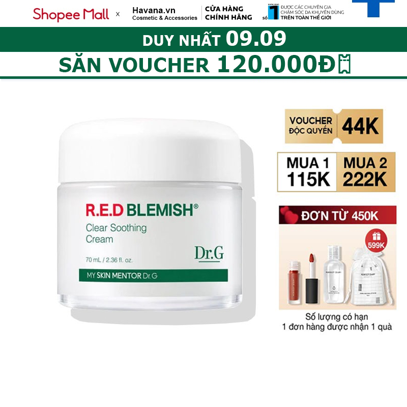 Kem dưỡng Dr.G DrG Red Blemish Clear Soothing Cream 70ml | Shopee Việt Nam