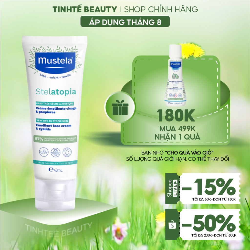 Kem Dưỡng Ẩm Mustela Cho Mặt, Da Chàm Thể Tạng (Viêm Da Cơ Địa) Mustela ...