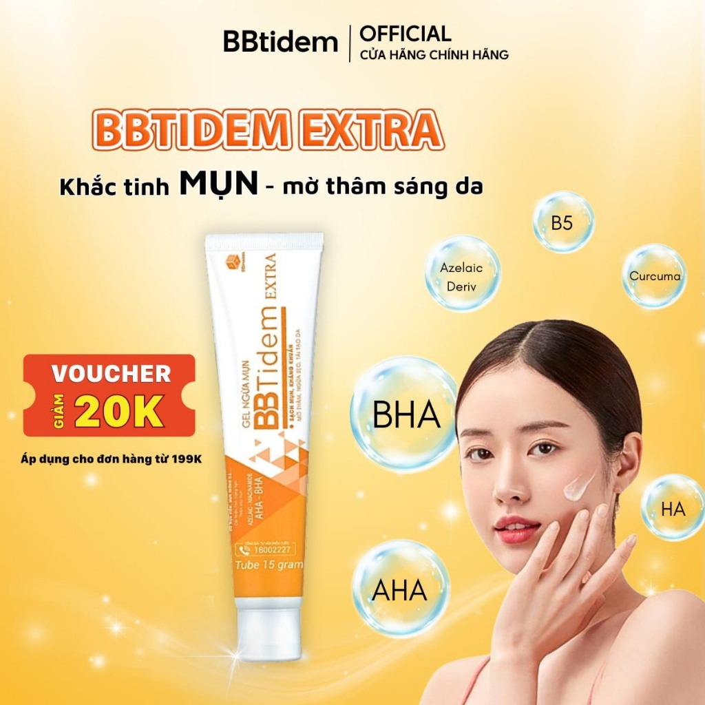 Gel Giảm Mụn Ngừa Thâm Bbtidem Extra 15gr Giảm Mụn Sưng Viêm Mụn