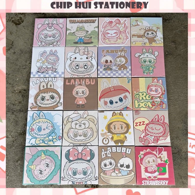 Tranh số hóa Labubu, bộ tranh tô màu số hóa Labubu đã căng khung, kèm ...