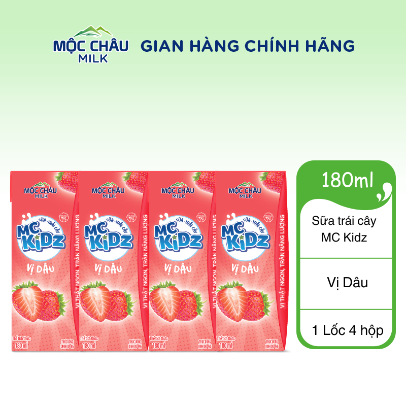 3 Lốc - 5 Lốc Sữa trái cây MC Kidz Vị Dâu 180ml | Shopee Việt Nam