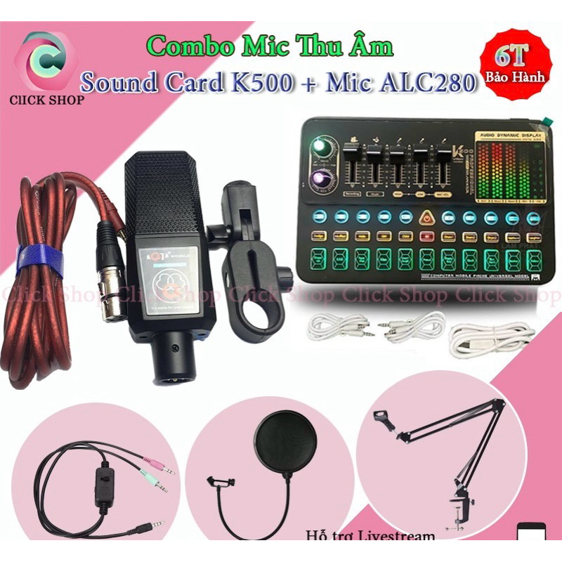 Bộ Mic Thu Âm Aqta ALC280 và Sound Card K500 Có Auto-Tune Hỗ Trợ ...