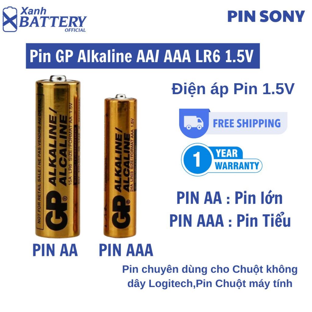 PIN GP AA LR6 AA/AAA LR03 Alkaline 1.5V (Pin dùng cho Chuột không dây ...