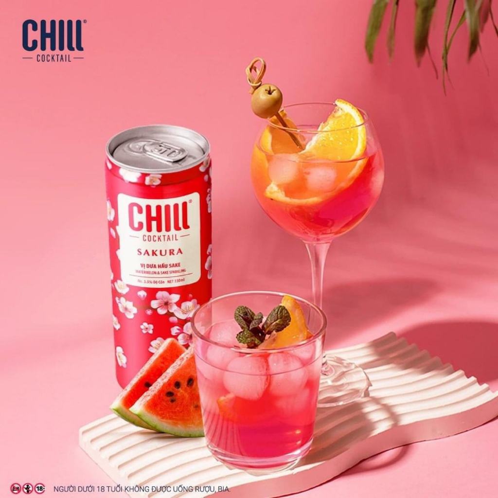 (Date 2027)Thùng 12 lon Chill Cocktail Sakura vị Dưa Hấu 250ml | Shopee ...