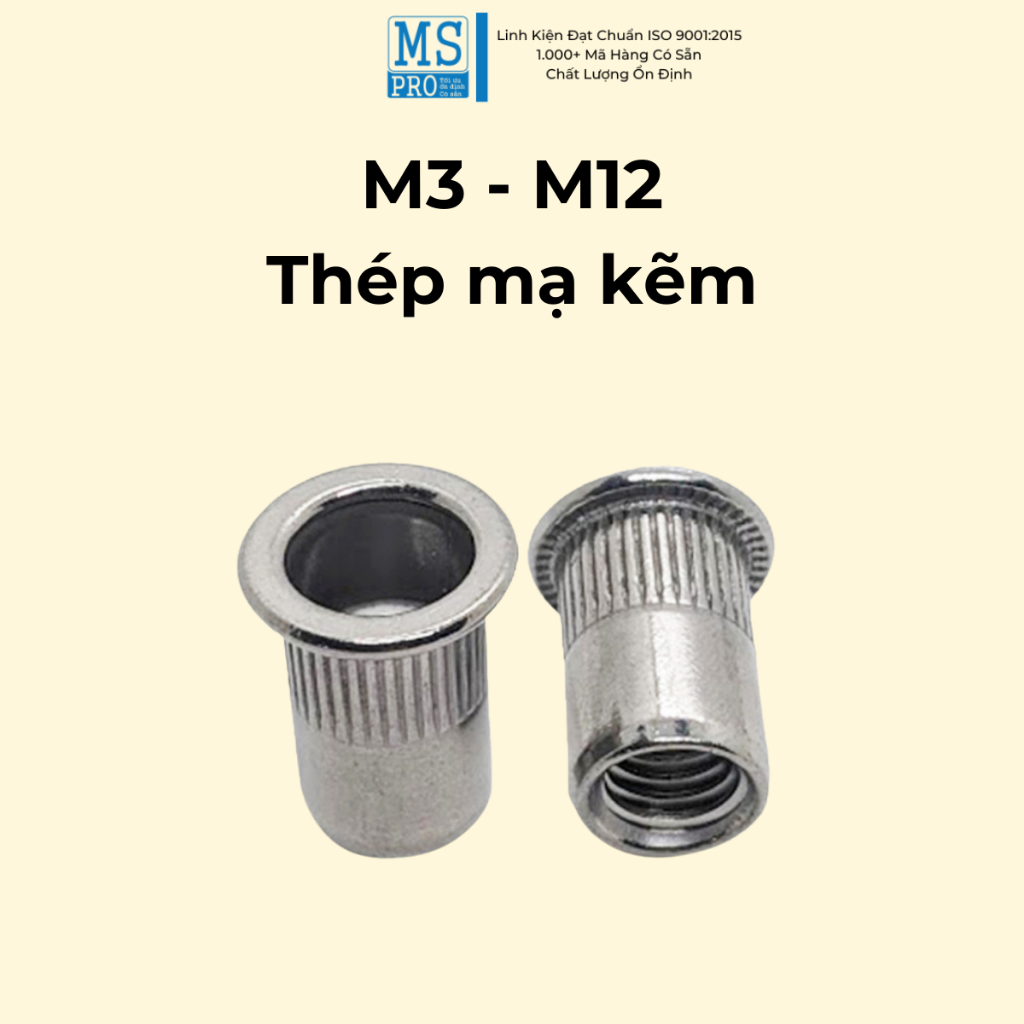 [25 con] Tán ecu rút thép mạ kẽm MS PRO M3 - M12 | Shopee Việt Nam