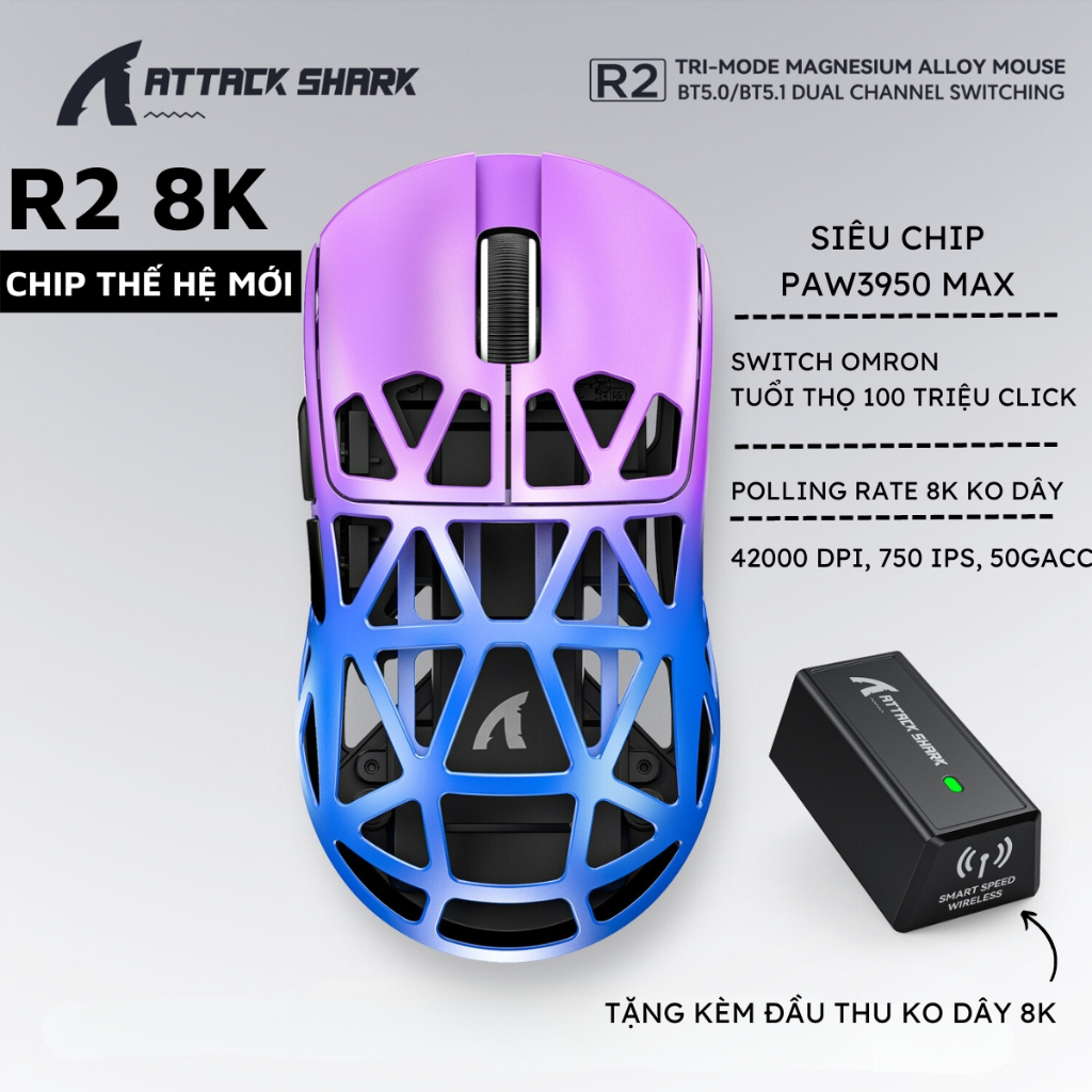Chuột Máy Tính Bluetooth Không Dây Ziyou Attack Shark R3 Hợp Kim Magie ...